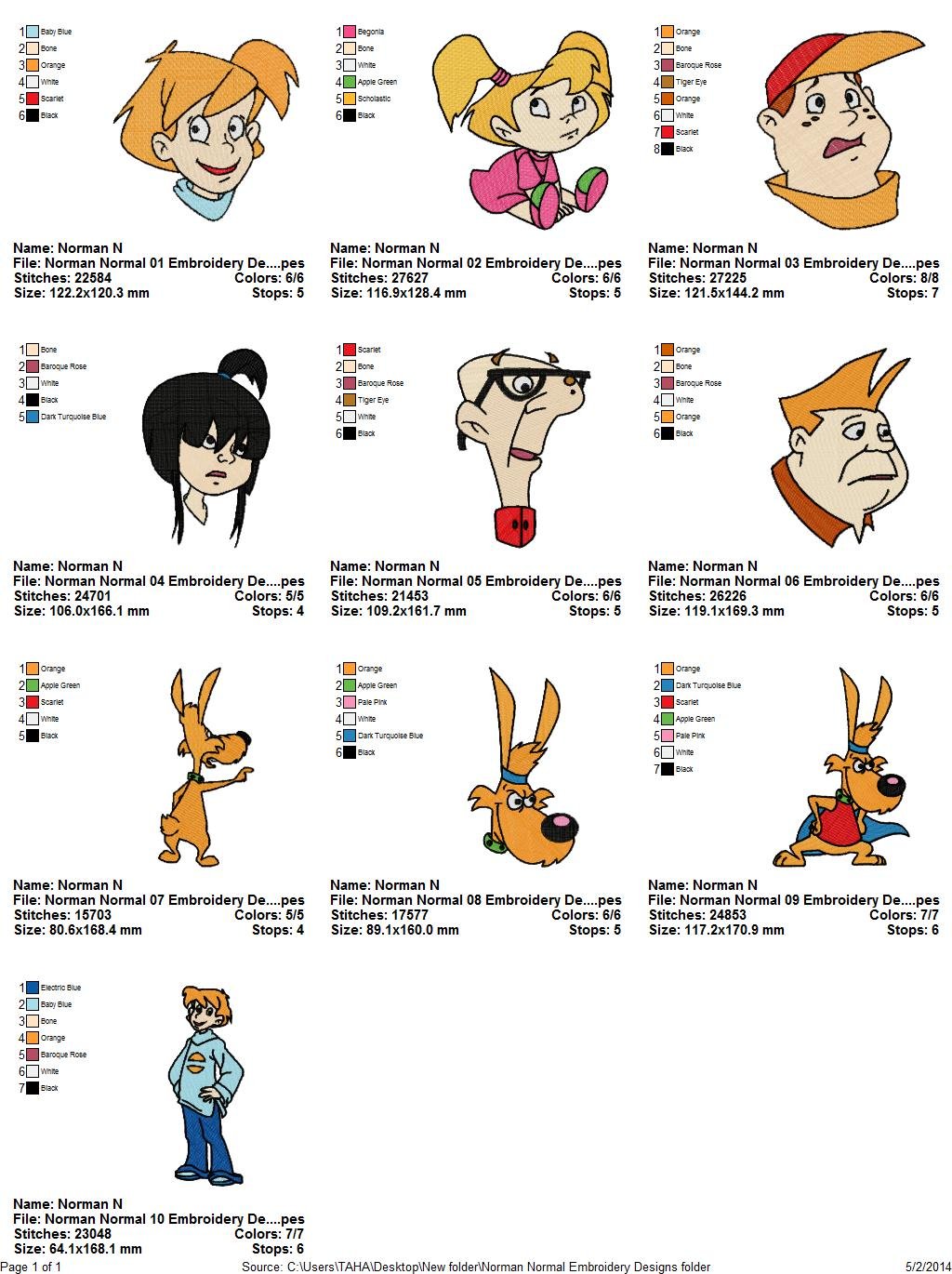 Package 10 Norman Normal Embroidery Designs